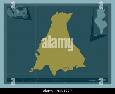 Ariana, governorate of Tunisia. Solid color shape. Locations of major ...