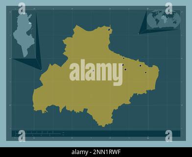 Monastir, governorate of Tunisia. Solid color shape. Corner auxiliary ...
