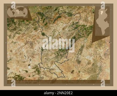 Siliana, governorate of Tunisia. Low resolution satellite map ...