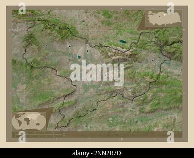 Amasya, province of Turkiye. High resolution satellite map. Corner ...