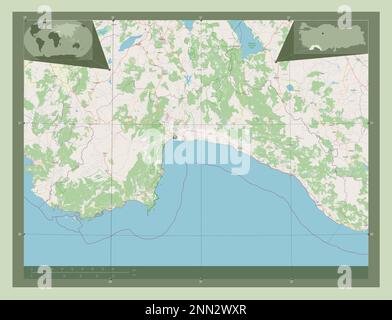 Antalya, province of Turkiye. Open Street Map. Locations and names of ...