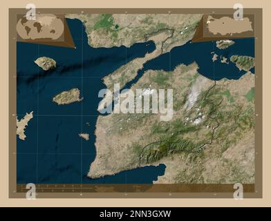 Canakkale, province of Turkiye. Low resolution satellite map. Locations ...