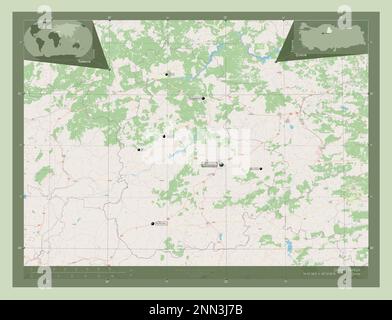 Corum, province of Turkiye. Open Street Map. Locations of major cities ...