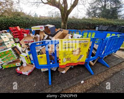 Cardboard collection point near a market, Bron, France Stock Photo - Alamy
