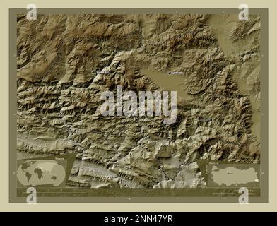 Hakkari, province of Turkiye. Colored elevation map with lakes and ...