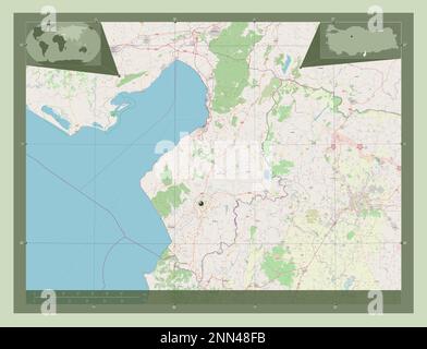 Hatay, province of Turkiye. Open Street Map. Locations of major cities ...