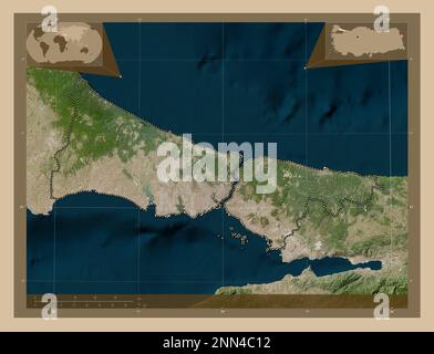 Istanbul, province of Turkiye. Low resolution satellite map Stock Photo ...