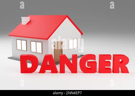 Red glowing inscription danger on black background, warning, danger ...