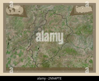 Krkkale, province of Turkiye. High resolution satellite map. Corner ...