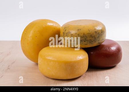 Different types of homemade traditional Bosnian cheese isolated on a ...