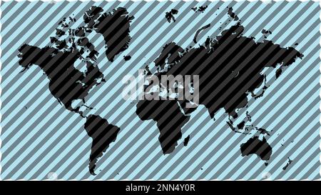 World map with Stripes diagonal pattern textured. Flat Earth, globe ...