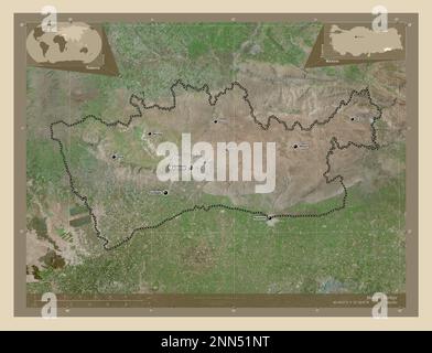 Mardin, province of Turkiye. High resolution satellite map. Corner ...