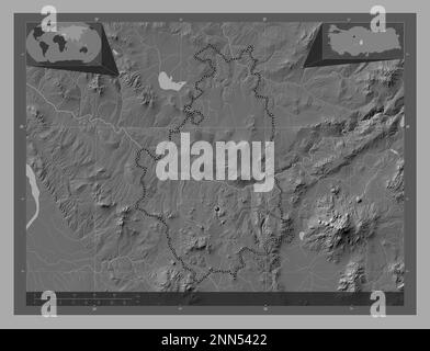 Nevsehir, province of Turkiye. Bilevel elevation map with lakes and ...