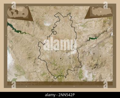 Nevsehir, province of Turkiye. Low resolution satellite map Stock Photo ...