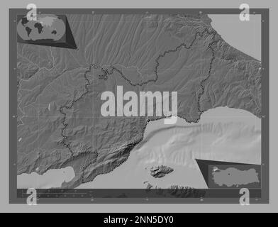 Tekirdag, province of Turkiye. Bilevel elevation map with lakes and ...