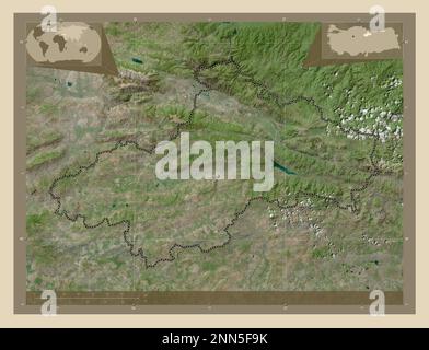 Tokat, province of Turkiye. High resolution satellite map. Locations ...