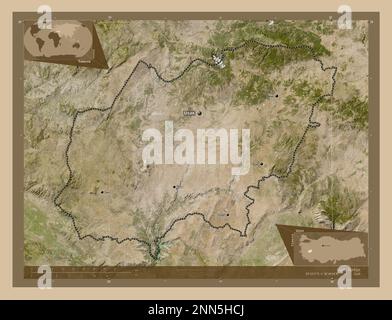 Usak, province of Turkiye. Low resolution satellite map Stock Photo - Alamy