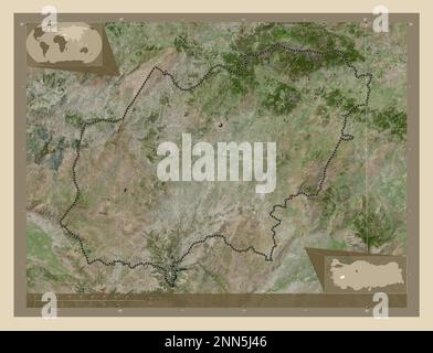 Usak, province of Turkiye. High resolution satellite map. Locations and ...