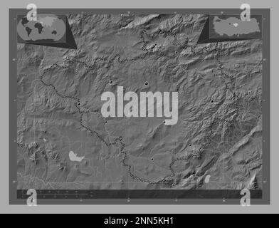 Yozgat, province of Turkiye. Bilevel elevation map with lakes and ...