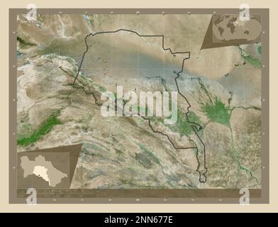 Ahal, province of Turkmenistan. High resolution satellite map ...