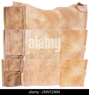 Collection of brown leather textures isolated on white background ...