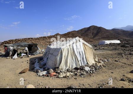 Traditional Bedouin camp, Wadi Feynan, Al-Sharat, Wadi Araba Desert ...
