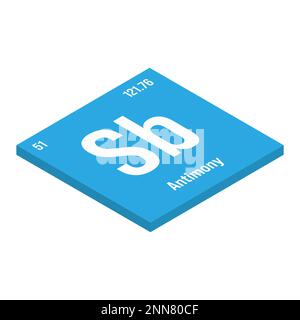 Antimony, Sb, periodic table element with name, symbol, atomic number ...