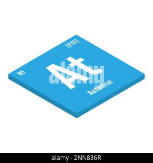 Astatine, At, periodic table element with name, symbol, atomic number ...