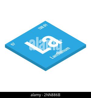 Lanthanum, La, periodic table element with name, symbol, atomic number ...