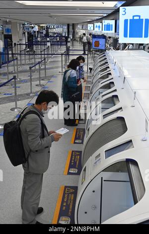 Few people are seen at New Chitose Airport in Chitose, Hokkaido on June ...