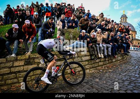 Belgian Tim Wellens of UAE Team Emirates celebrates on the podium in ...