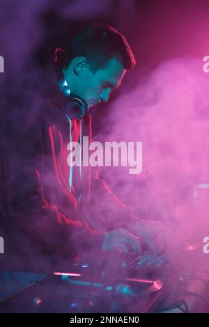 hip hop man nightclub neon portrait stylish guy Stock Photo - Alamy