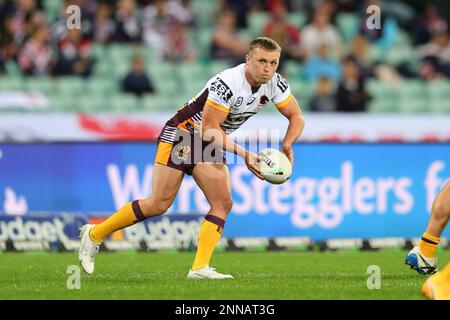 Jake Turpin of the Broncos passes the ball during the Round 3 NRL match ...