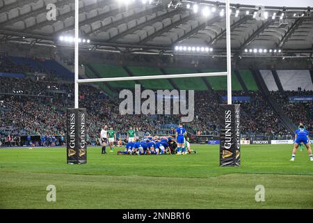 Players in a scrum during the 6 or Six Nations Championship rugby match ...