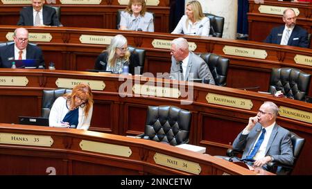 Idaho House of Representatives in session at the Idaho State Capitol ...