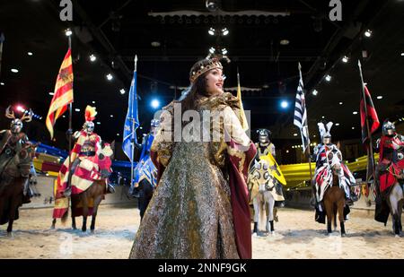 Medieval Times Dinner Show in Kissimmee knight on horses Stock Photo ...