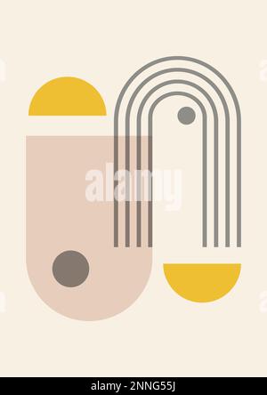 Poster in contemporary minimalistic boho style with geometric abstract ...