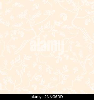 Monochrome beige color tropical jungle palm tree leaves seamless vector ...
