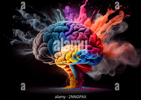 A human brain exploding with knowledge and creativity created with ...