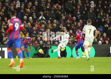 Mohamed Salah of Liverpool takes shot under pressure from Ruben Dias of ...