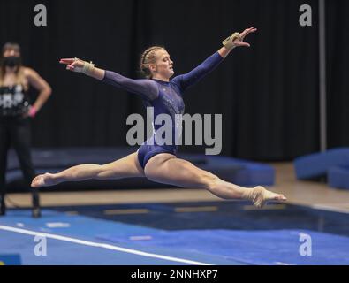 April 3, 2021: UCLA's Emma Andres completes a tumbling pass during her ...