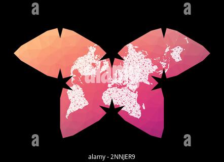 World map connection. Polyhedral Waterman projection. World Network ...
