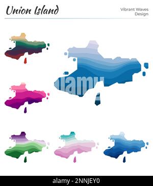 Union Island map. Collection of maps of Union Island in dotted style ...
