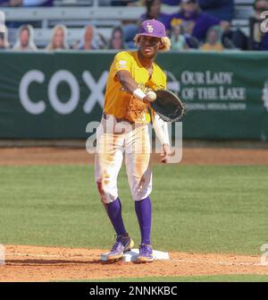 LSU first baseman Tre' Morgan (18) celebrates his second home run ...