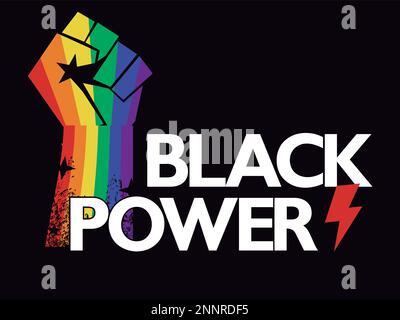 T-shirt design of a fist with the colors of the rainbow and the symbol ...