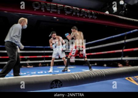 Ramon Cardenas (R) fights Angel Contreras during a One For All ...