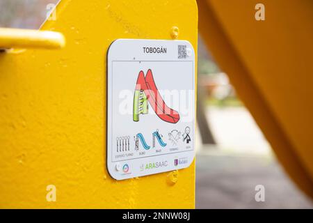 Pictogram or visual plaque installed in a park for children with Autism ...