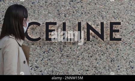 The logo of CELINE (CÉLINE) is seen at Ginza district in Chuo Ward ...