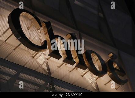 The logo of Chloé is seen at Ginza district in Chuo Ward, Tokyo on ...