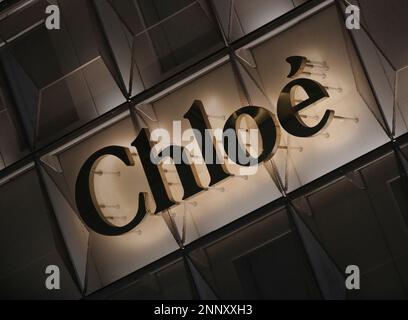 The logo of Chloé is seen at Ginza district in Chuo Ward, Tokyo on ...